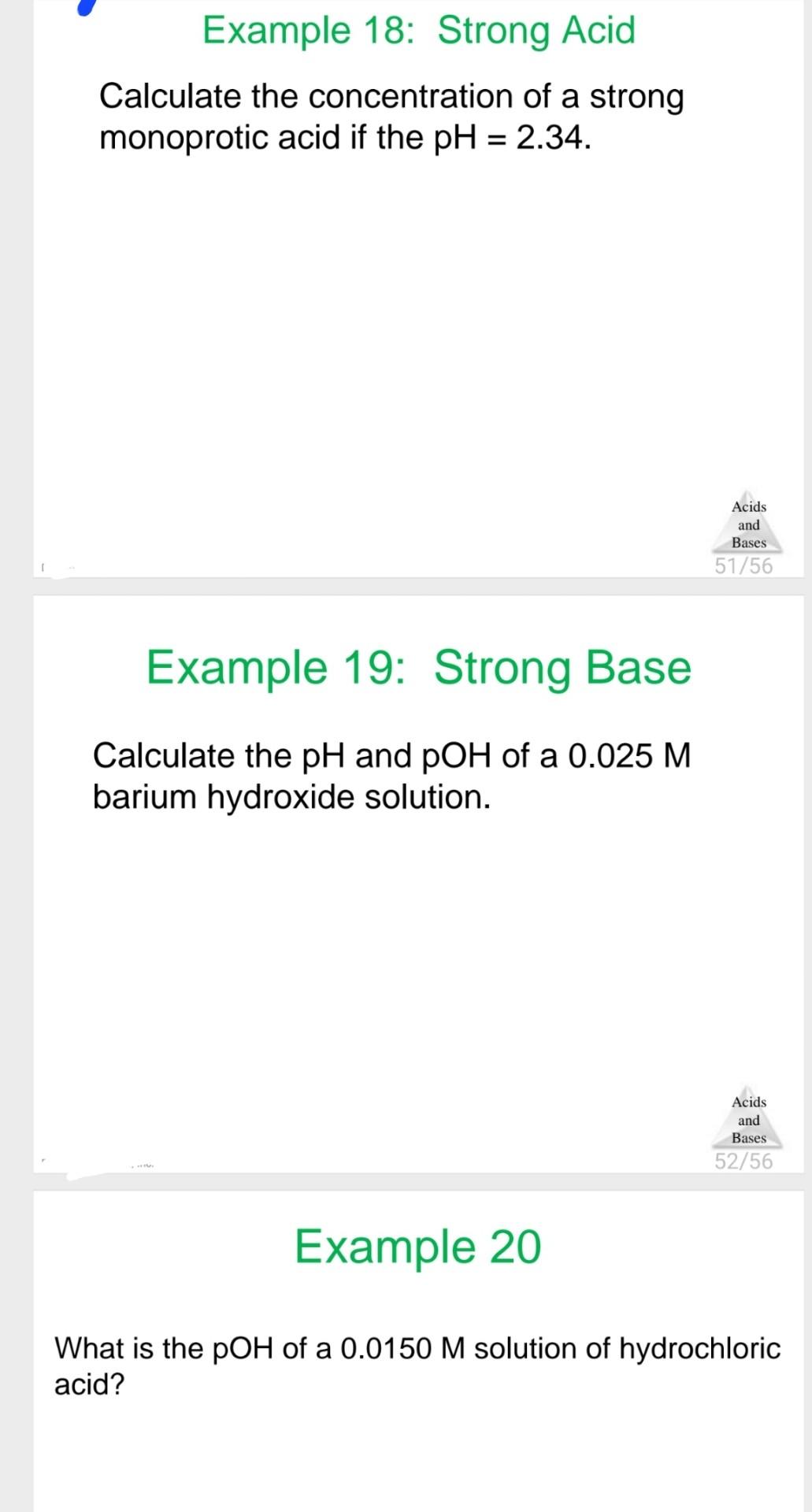 Solved Example 18: Strong Acid Calculate the concentration | Chegg.com