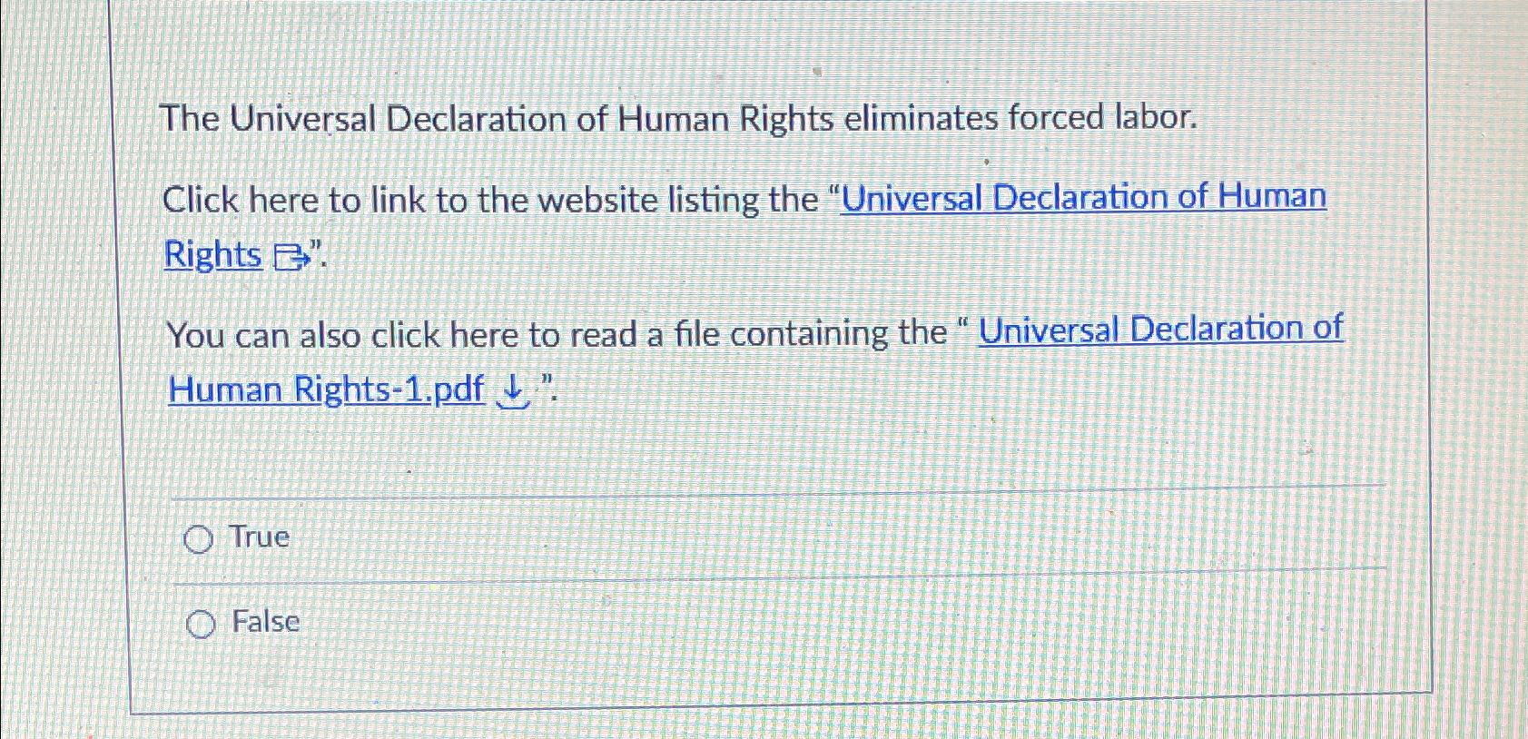 Solved The Universal Declaration of Human Rights eliminates | Chegg.com