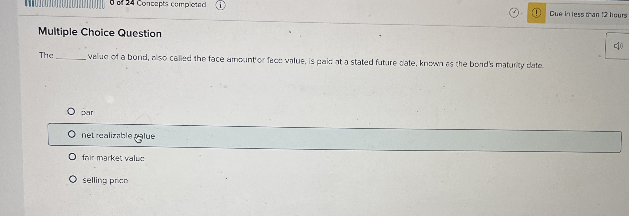 Solved 0 ﻿of 24 ﻿Concepts completedMultiple Choice | Chegg.com
