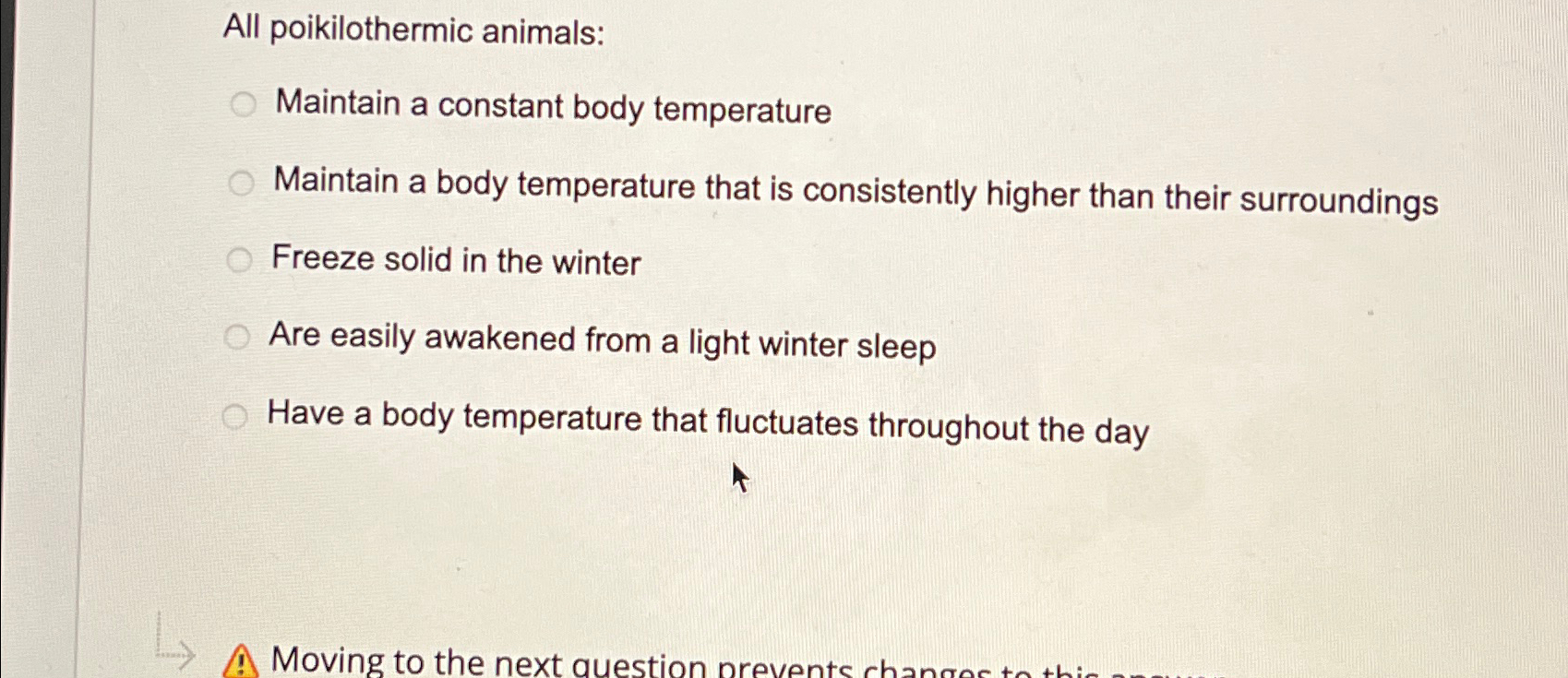 Solved All poikilothermic animals:Maintain a constant body | Chegg.com