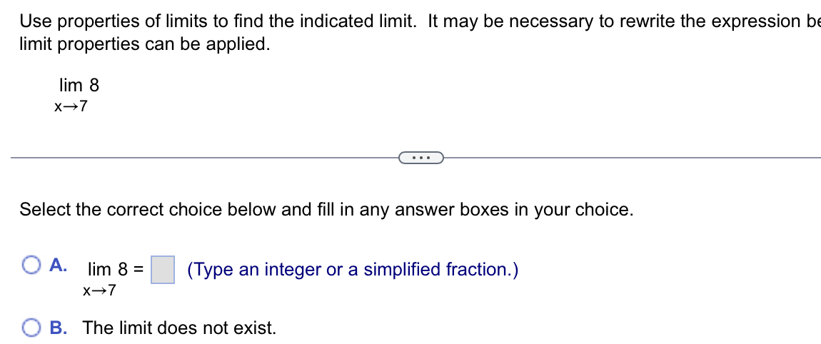 Solved Use properties of limits to find the indicated limit. | Chegg.com
