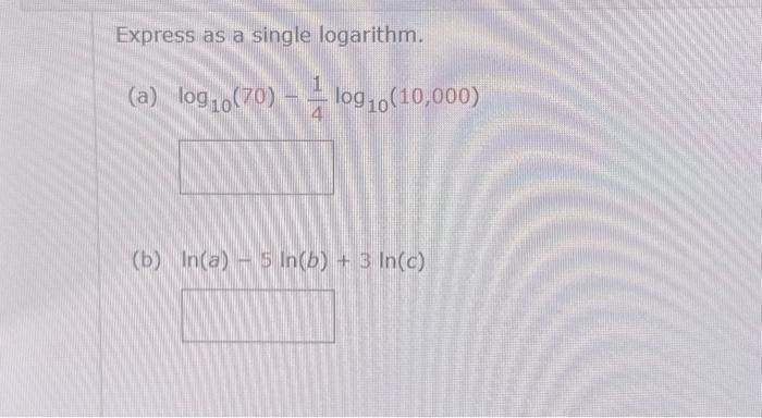 Solved Express as a single logarithm. (a) | Chegg.com