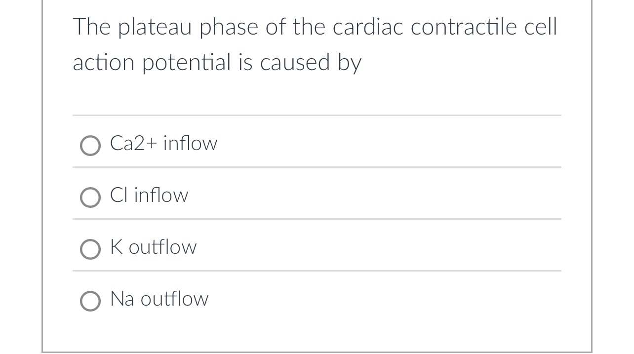 The plateau phase of the cardiac contractile cell | Chegg.com