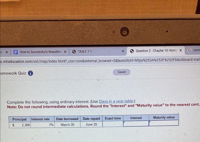 Solved Complete the following, using ordinary interest. (Use | Chegg.com