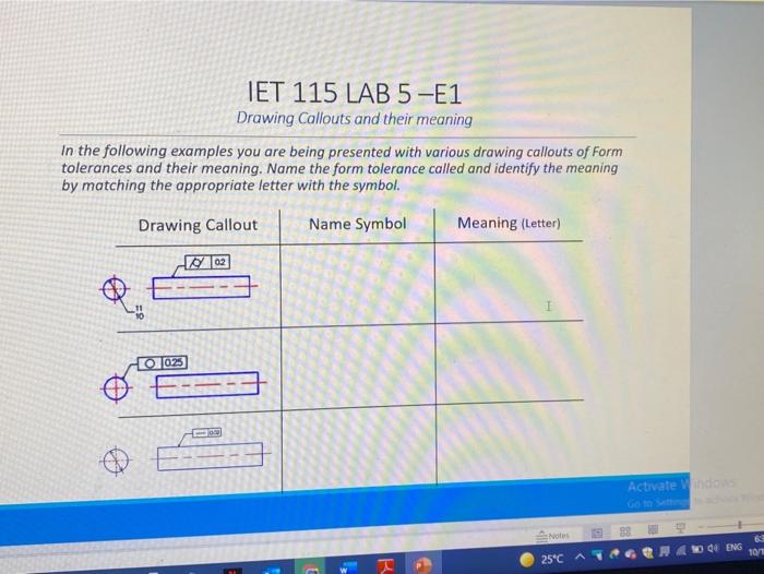 Solved IET 115 LAB 5-E1 Drawing Callouts and their meaning | Chegg.com