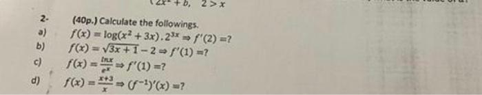 Solved 2. (40p.) Calculate the followings. a) | Chegg.com