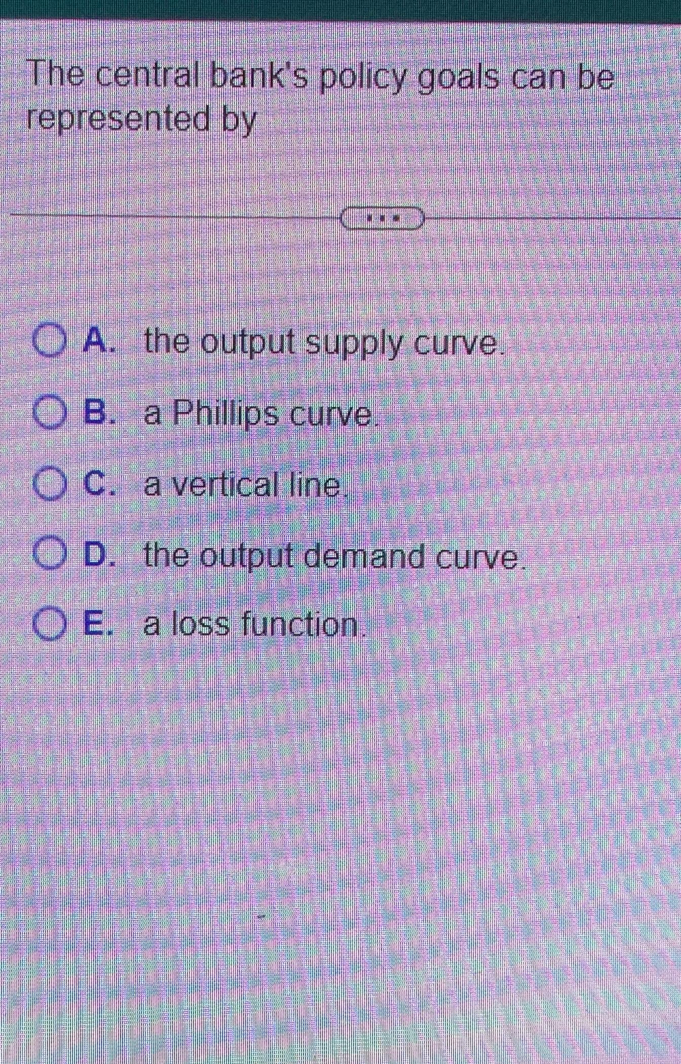 Solved The central bank's policy goals can be represented | Chegg.com