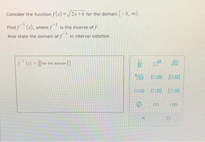 Consider the function f(x)=2x+6 for the domain | Chegg.com