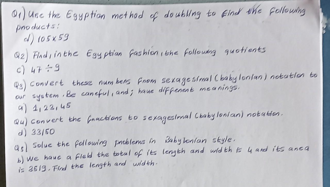 Solved Q1) Uee the Egyption method of doubling to find the | Chegg.com