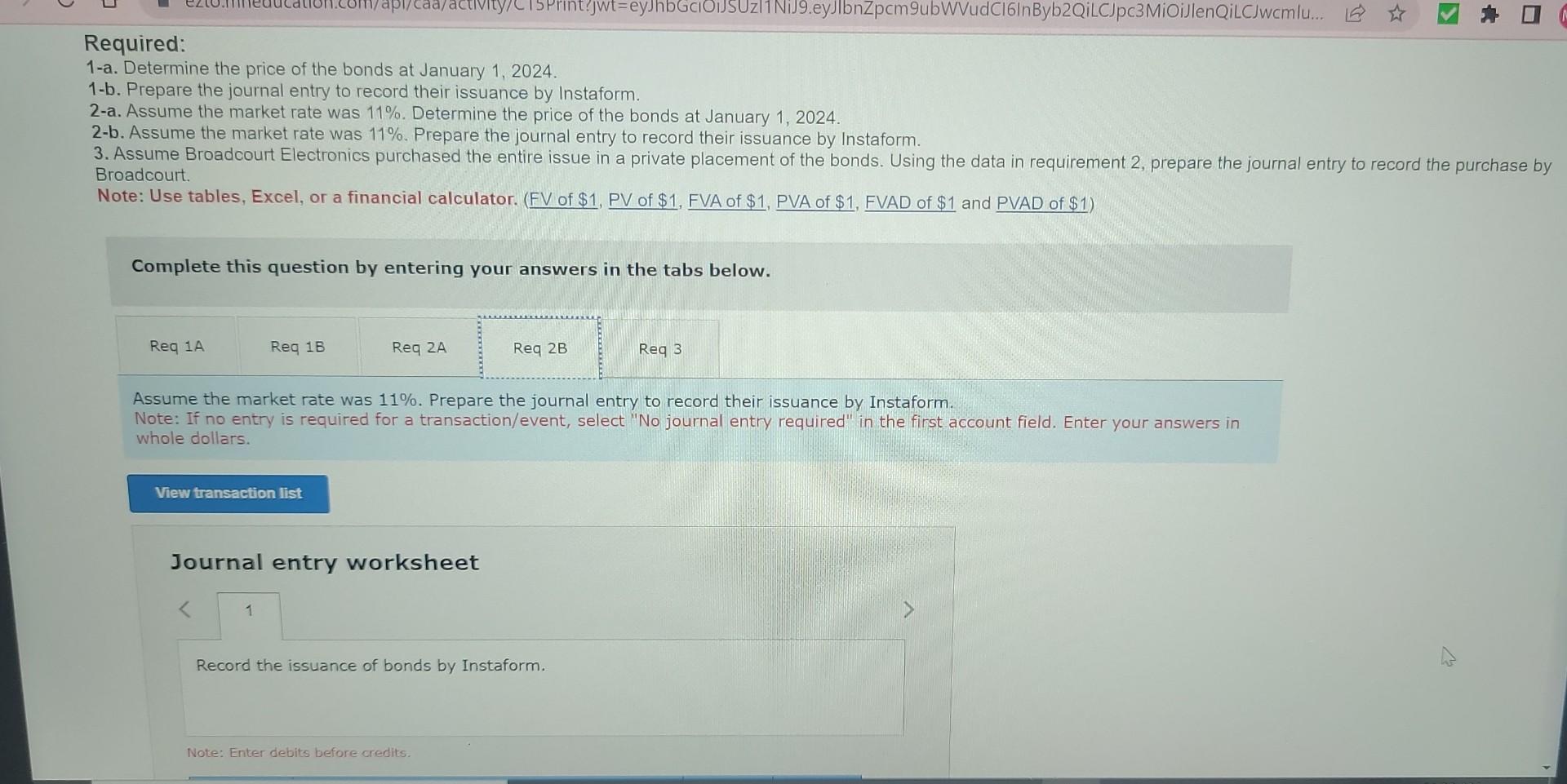 Solved On January 1, 2024, Instaform, Incorporated, issued | Chegg.com