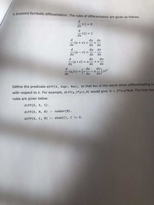 Solved 14 points) Symbolic differentiation. The rules of | Chegg.com