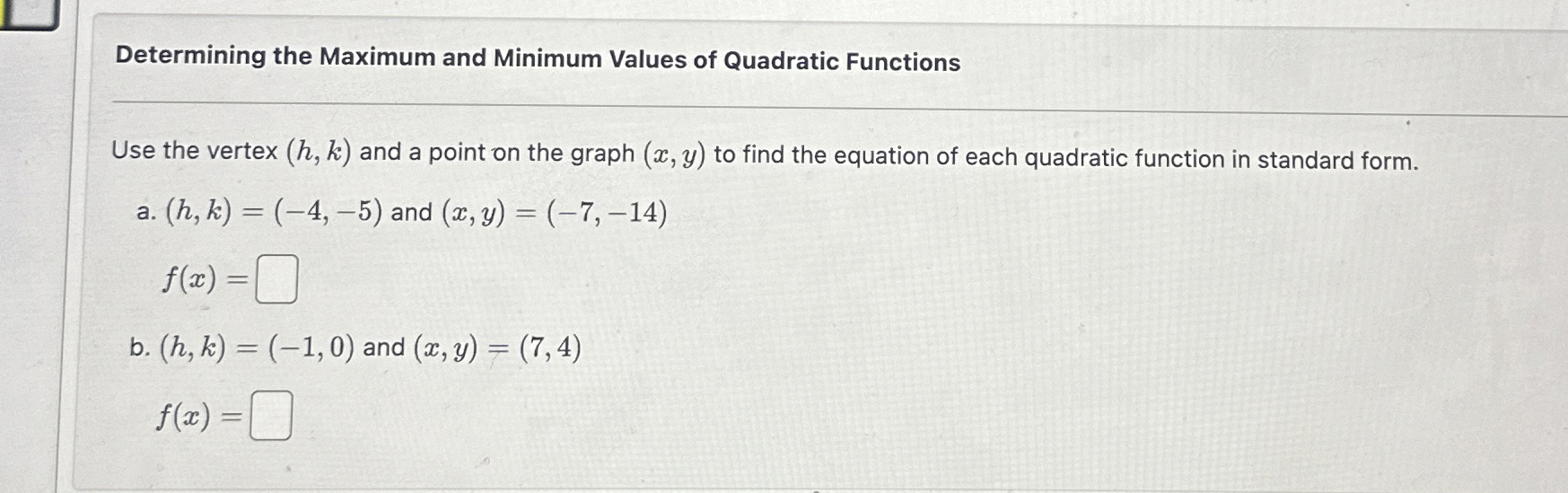 Solved Determining the Maximum and Minimum Values of | Chegg.com