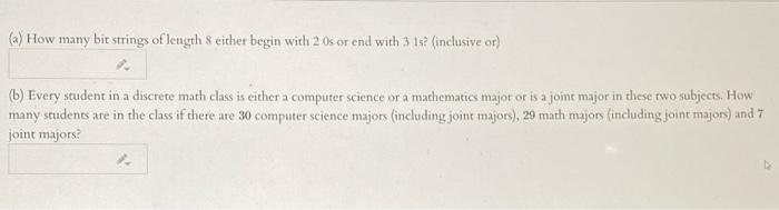 Solved (a) How many bit strings of length & either begin | Chegg.com