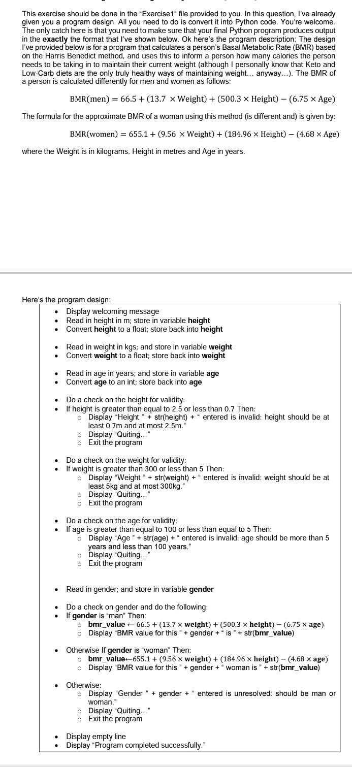 Solved This exercise should be done in the "Exercise1" file | Chegg.com