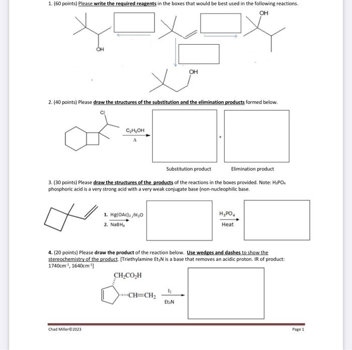 Solved 2. (40 points) Please draw the structures of the | Chegg.com