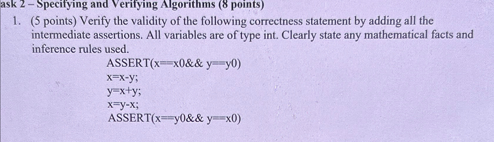 Solved Ask 2 ﻿specifying And Verifying Algorithms 8