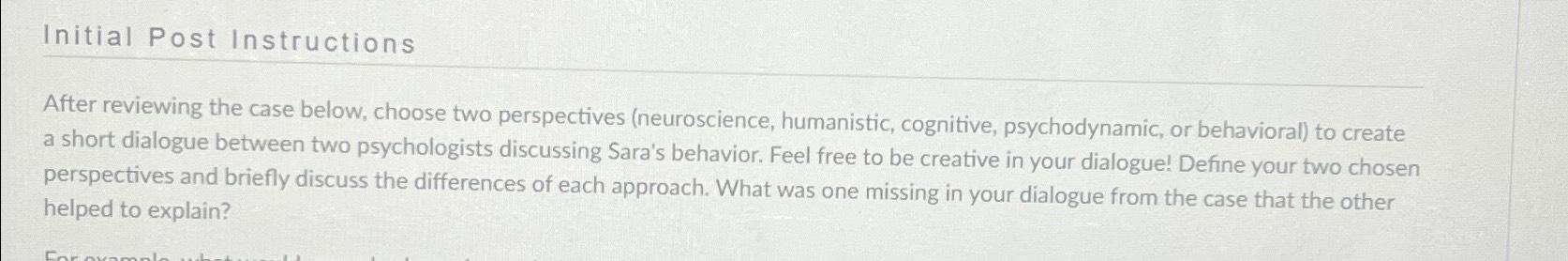 Solved Initial Post InstructionsAfter reviewing the case | Chegg.com