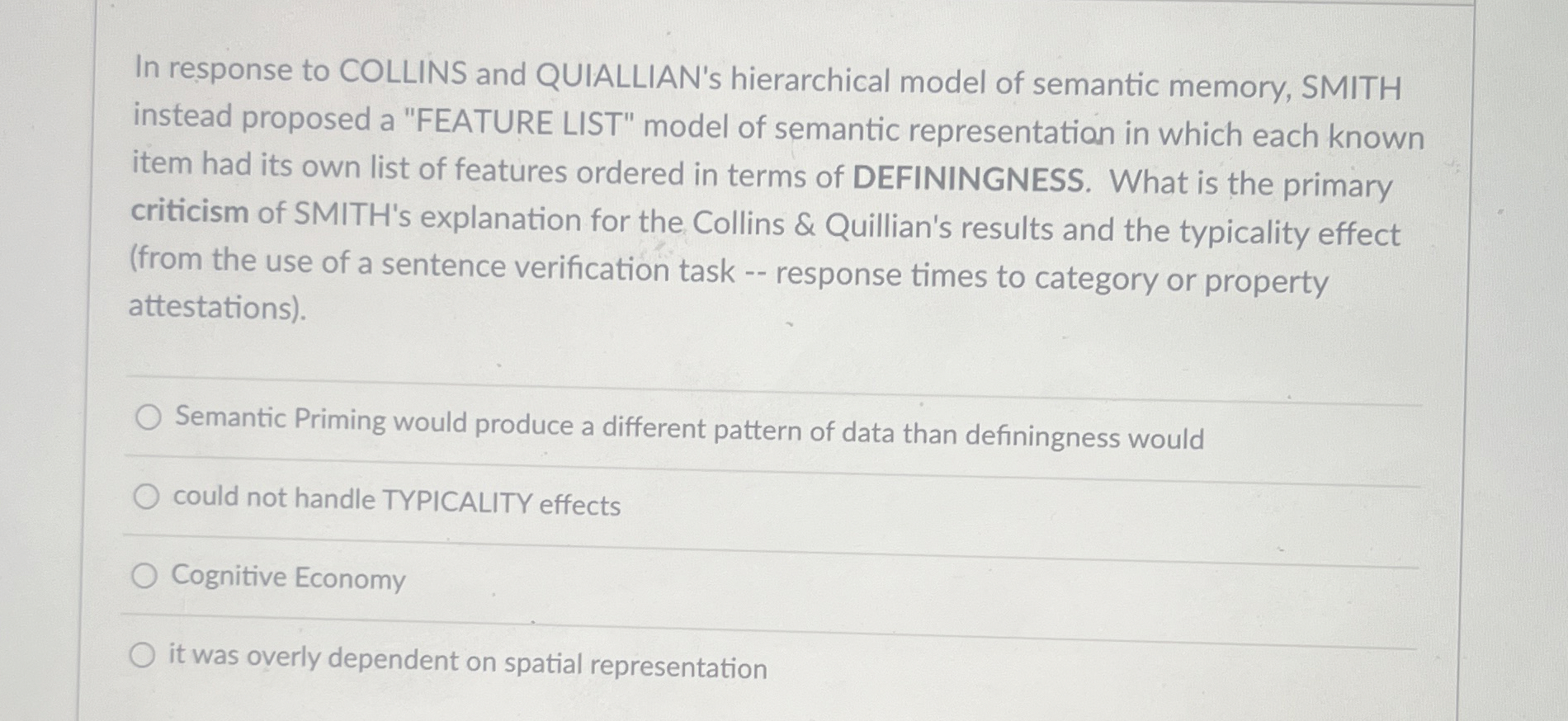 Solved In response to COLLINS and QUIALLIAN's hierarchical | Chegg.com