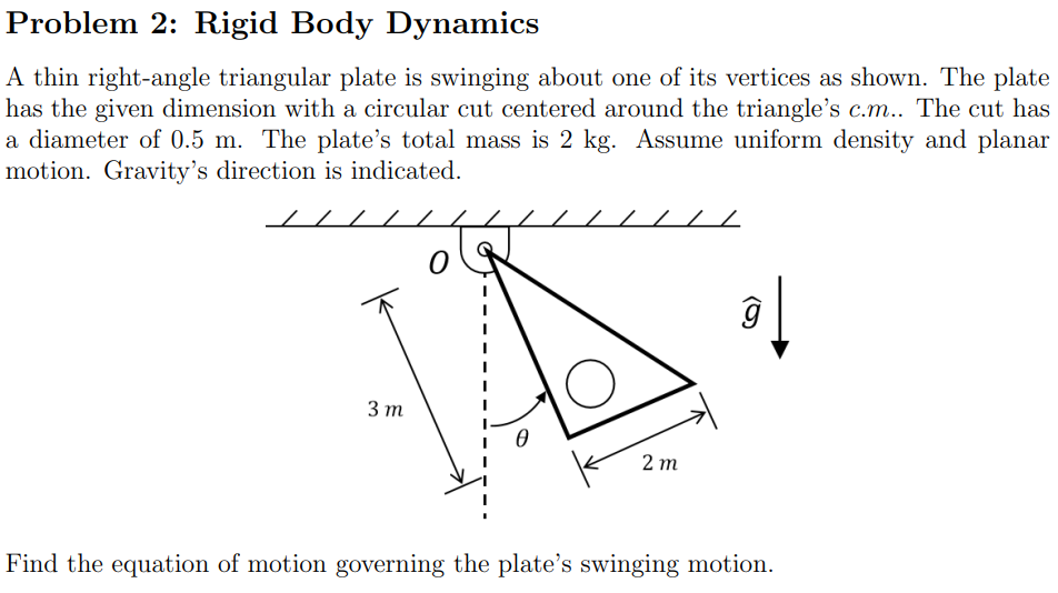 Solved Problem 2: Rigid Body DynamicsA thin right-angle | Chegg.com