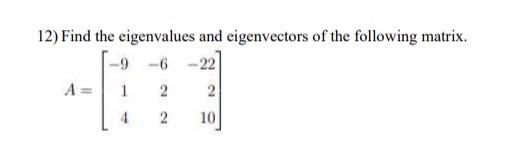 12) Find the eigenvalues and eigenvectors of the | Chegg.com