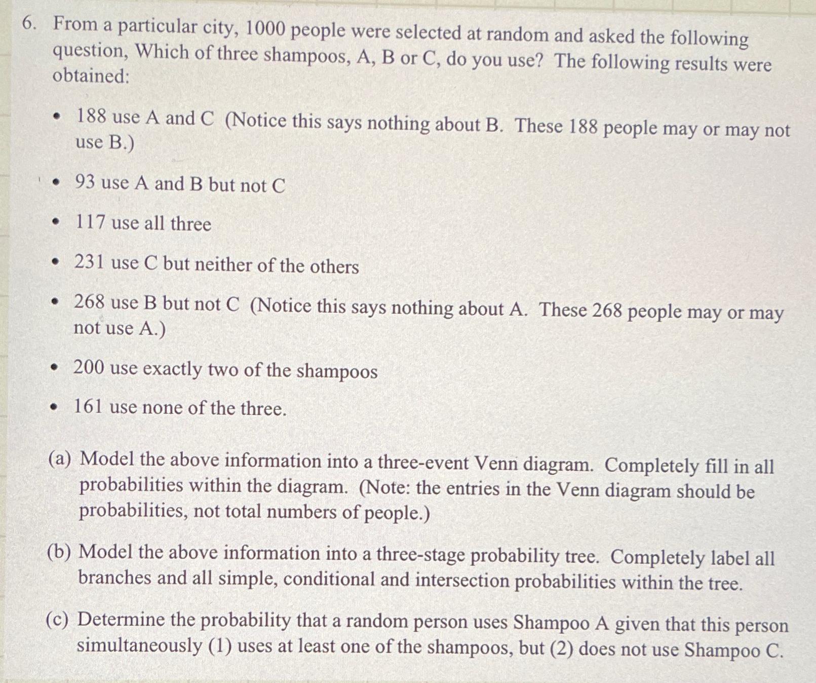Solved From a particular city, 1000 ﻿people were selected at | Chegg.com