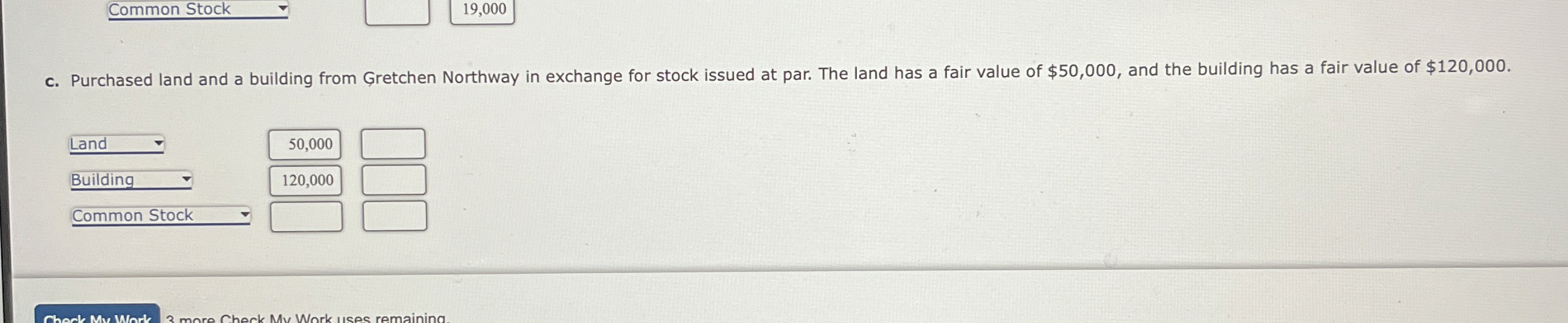 Solved c. ﻿Purchased land and a building from Gretchen | Chegg.com