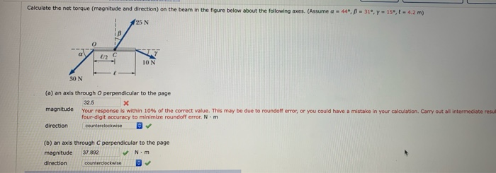 Solved Calculate the net torque (magnitude and direction) on | Chegg.com