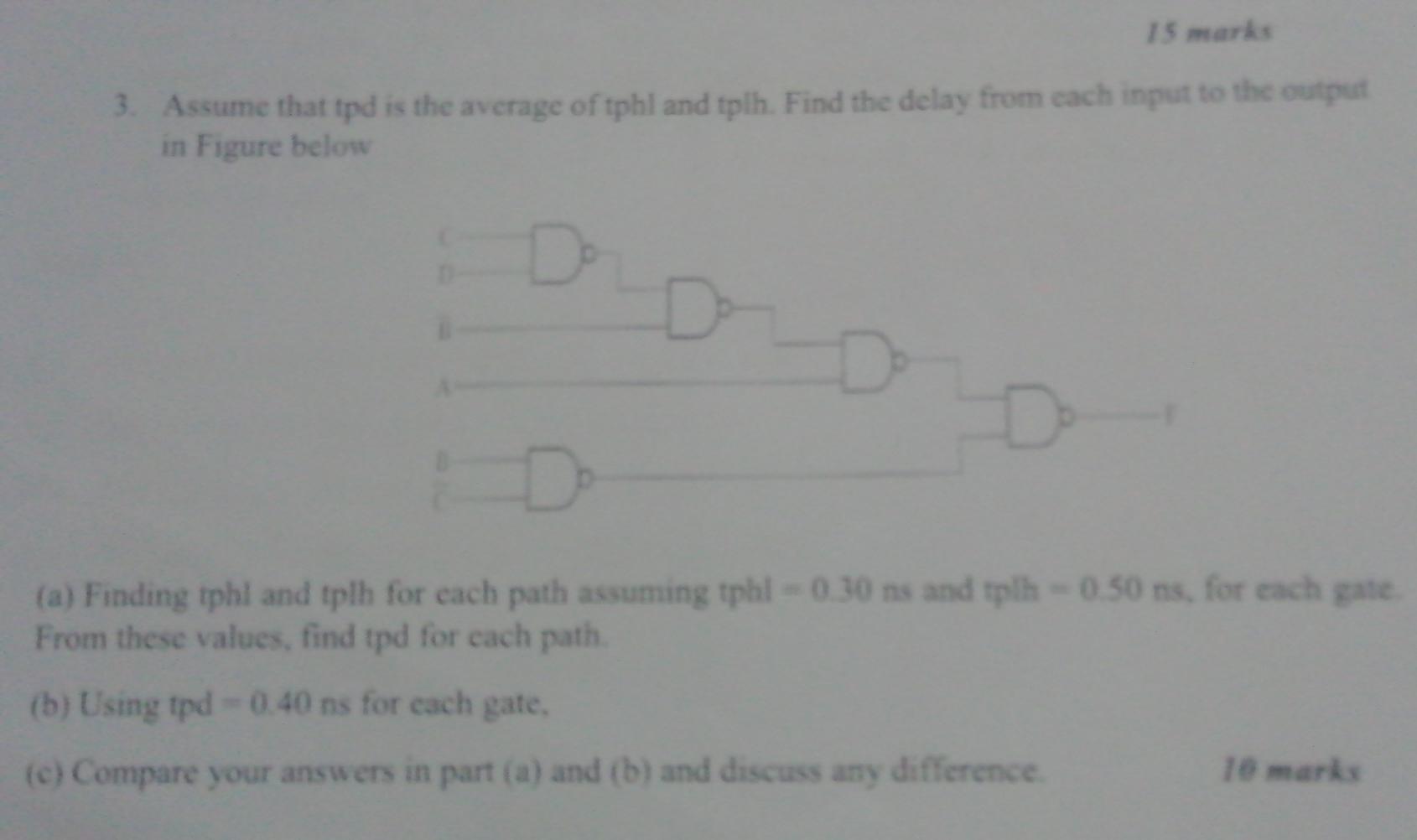 Solved 15 marks 3. Assume that tpd is the average of tphl | Chegg.com