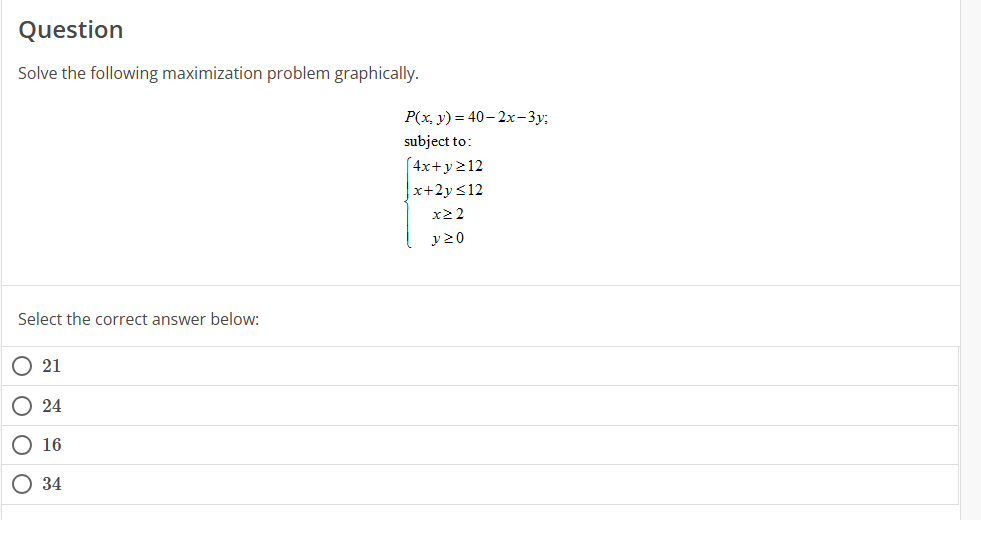 Solved QuestionSolve the following maximization problem | Chegg.com