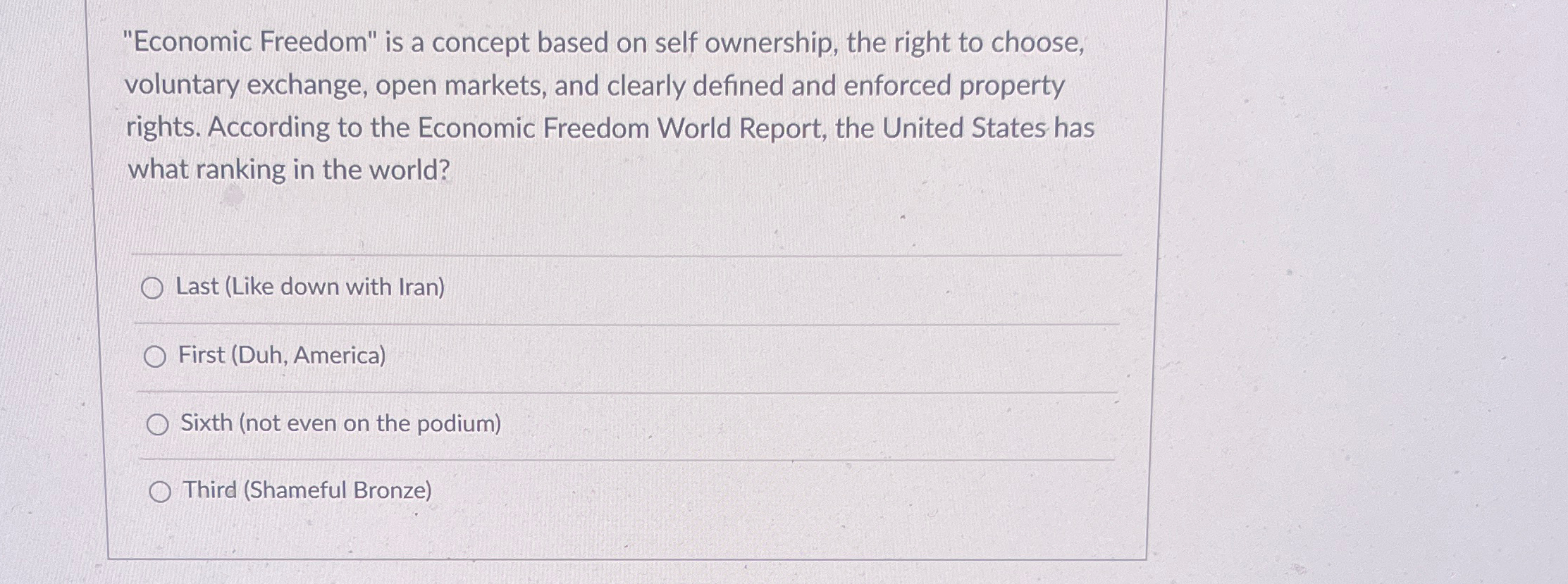 Solved "Economic Freedom" is a concept based on self | Chegg.com