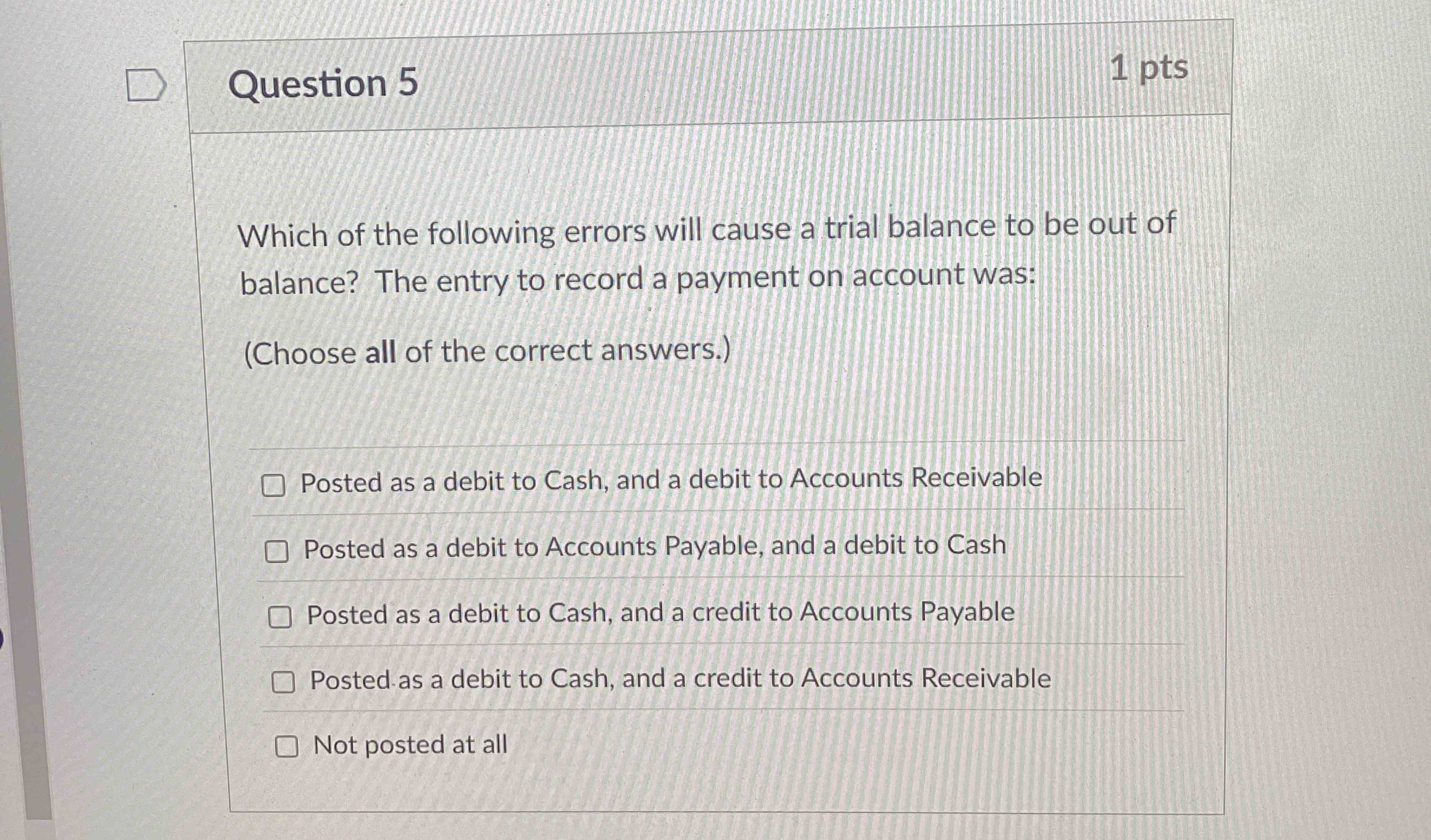 Solved Question 5Which of the following errors will cause a | Chegg.com