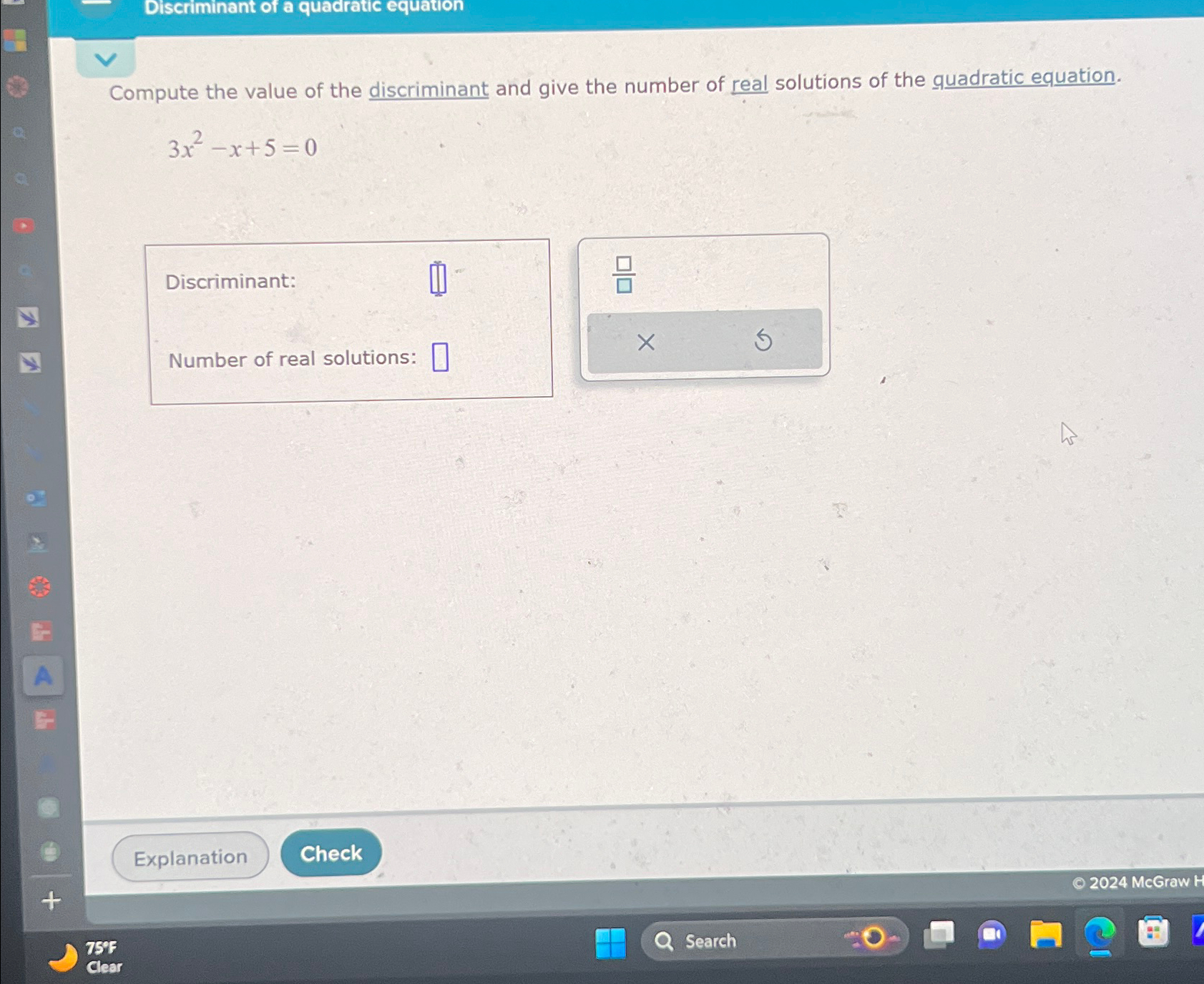 Solved Discriminant of a quadratic equationCompute the value | Chegg.com