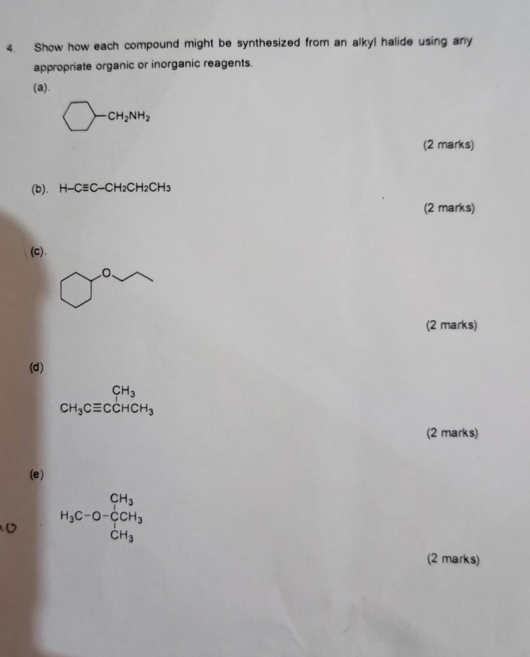 Solved 4. Show how each compound might be synthesized from | Chegg.com