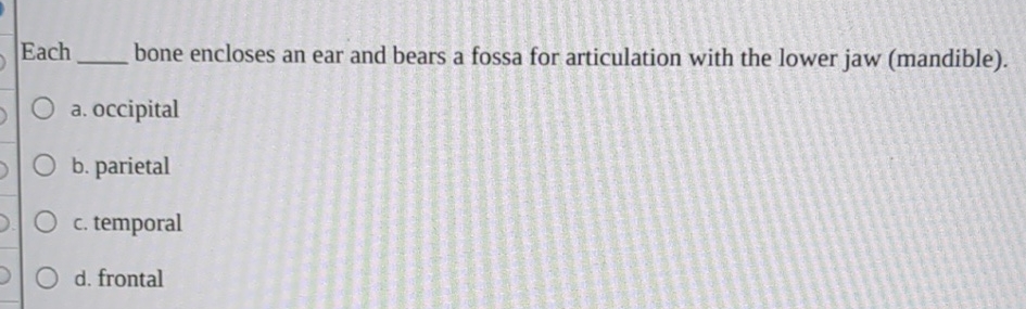 Solved Each q, ﻿bone encloses an ear and bears a fossa for | Chegg.com