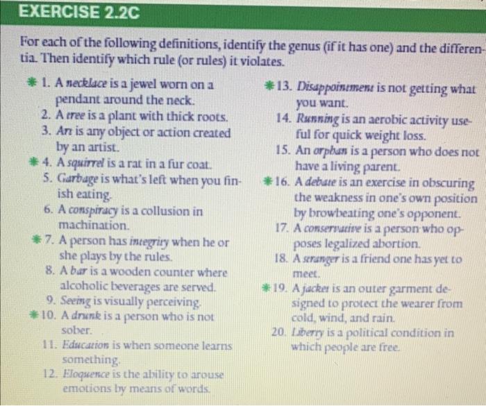 EXERCISE 2.2C For each of the following definitions, | Chegg.com