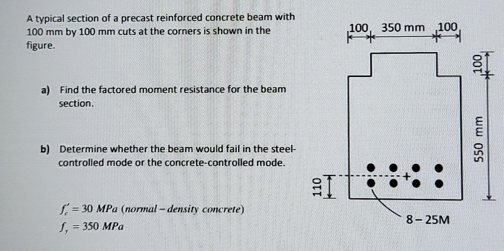 Solved A typical section of a precast reinforced concrete | Chegg.com