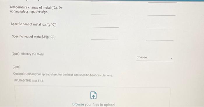 Solved Data And Report Submission - Energy And Specific Heat | Chegg.com