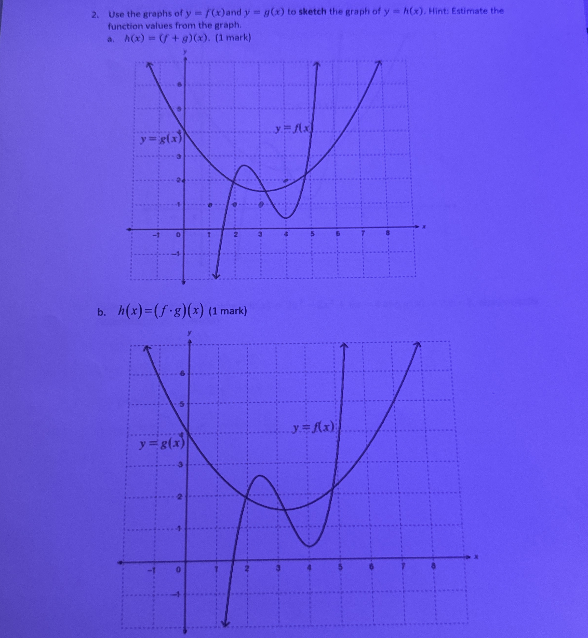 Solved Use the graphs of y=f(x) ﻿and y=g(x) ﻿to sketch the | Chegg.com