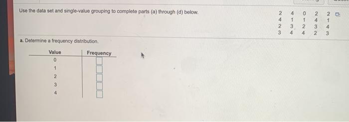 Solved Use the data set and single-value grouping to | Chegg.com
