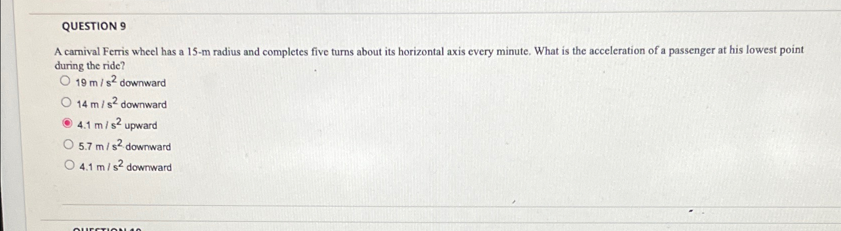 Solved QUESTION 9A camival Ferris wheel has a 15-m ﻿radius | Chegg.com
