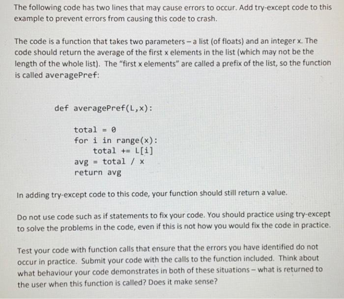 Solved The following code has two lines that may cause | Chegg.com