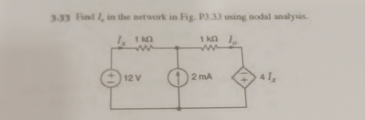 Solved 3.33 ﻿Find Io ﻿in the network in Fig. P3.33 ﻿using | Chegg.com