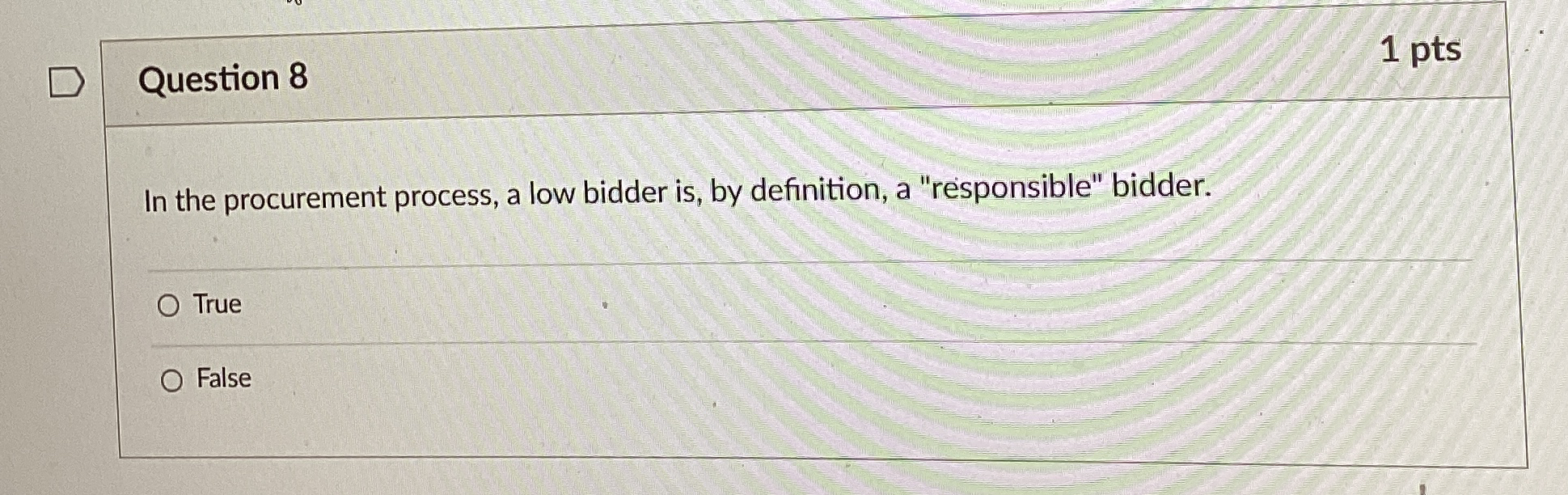 Solved Question 81 ﻿ptsIn the procurement process, a low | Chegg.com
