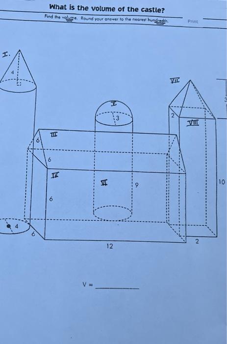 Solved What is the volume of the castle? Find the volume. | Chegg.com
