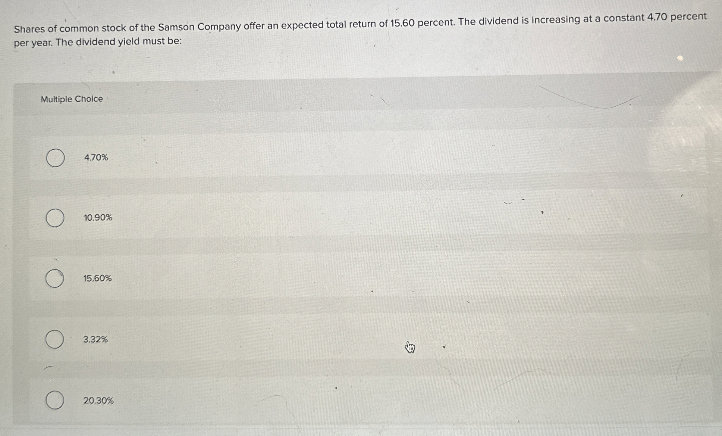 Solved Shares of common stock of the Samson Company offer an | Chegg.com
