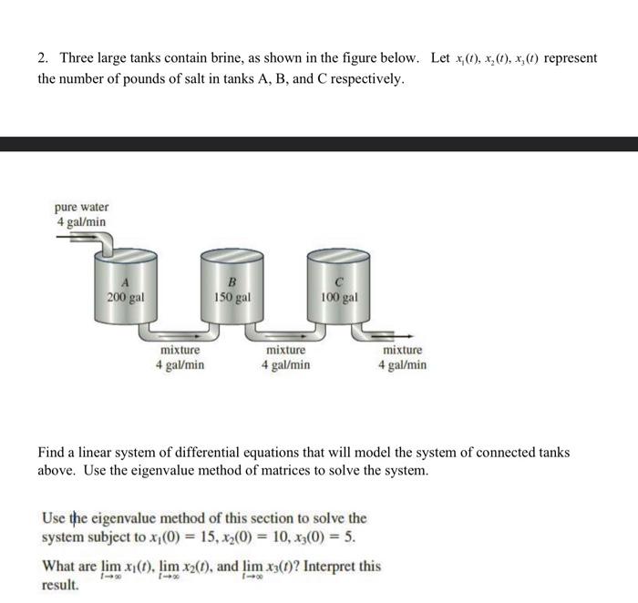 Solved 2. Three large tanks contain brine, as shown in the | Chegg.com