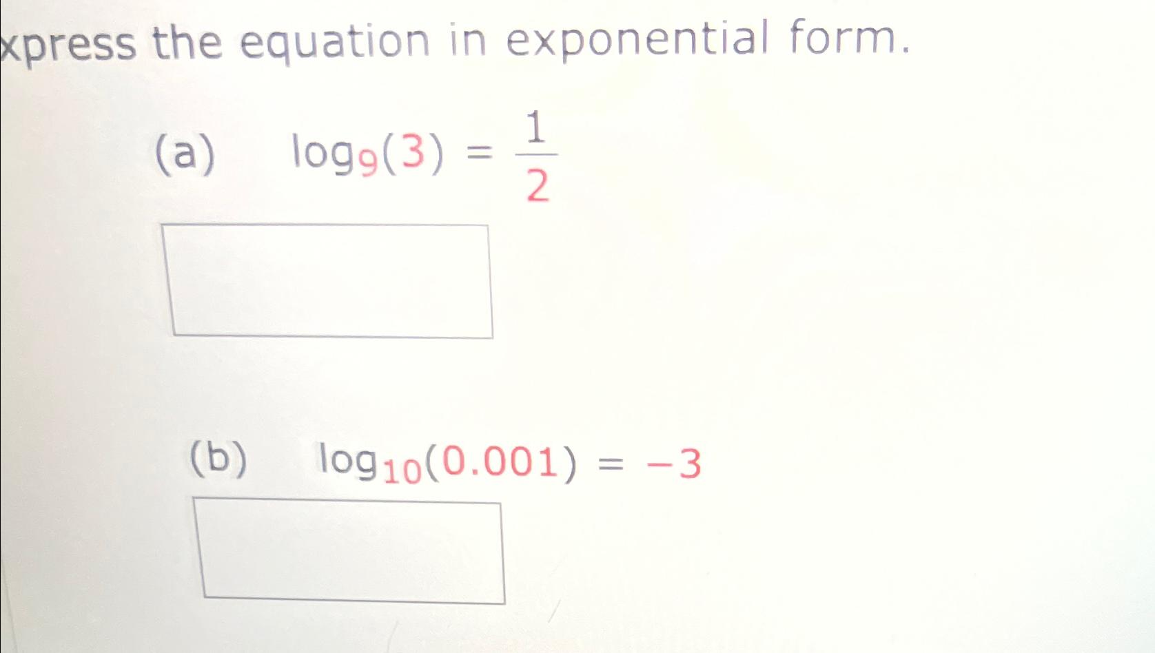 Solved Express the equation in exponential | Chegg.com