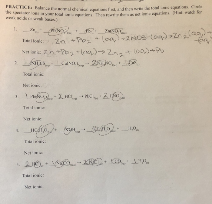 Solved PRACTICE: Balance the normal chemical equations | Chegg.com