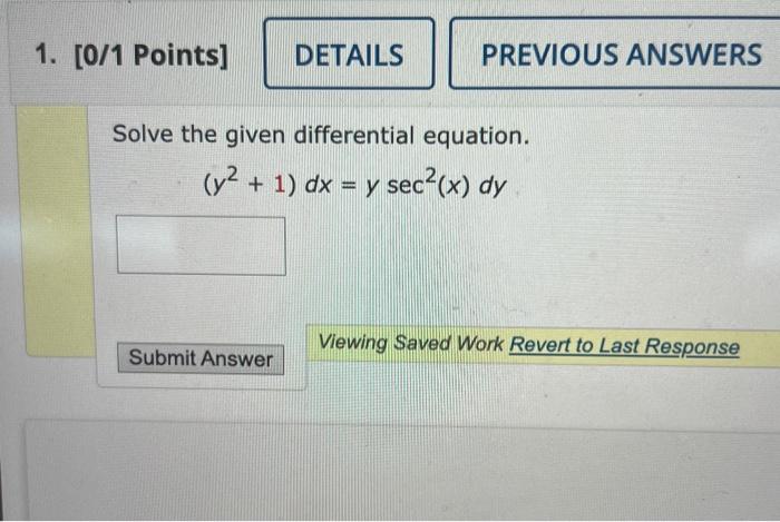 Solved Solve the given differential equation. | Chegg.com