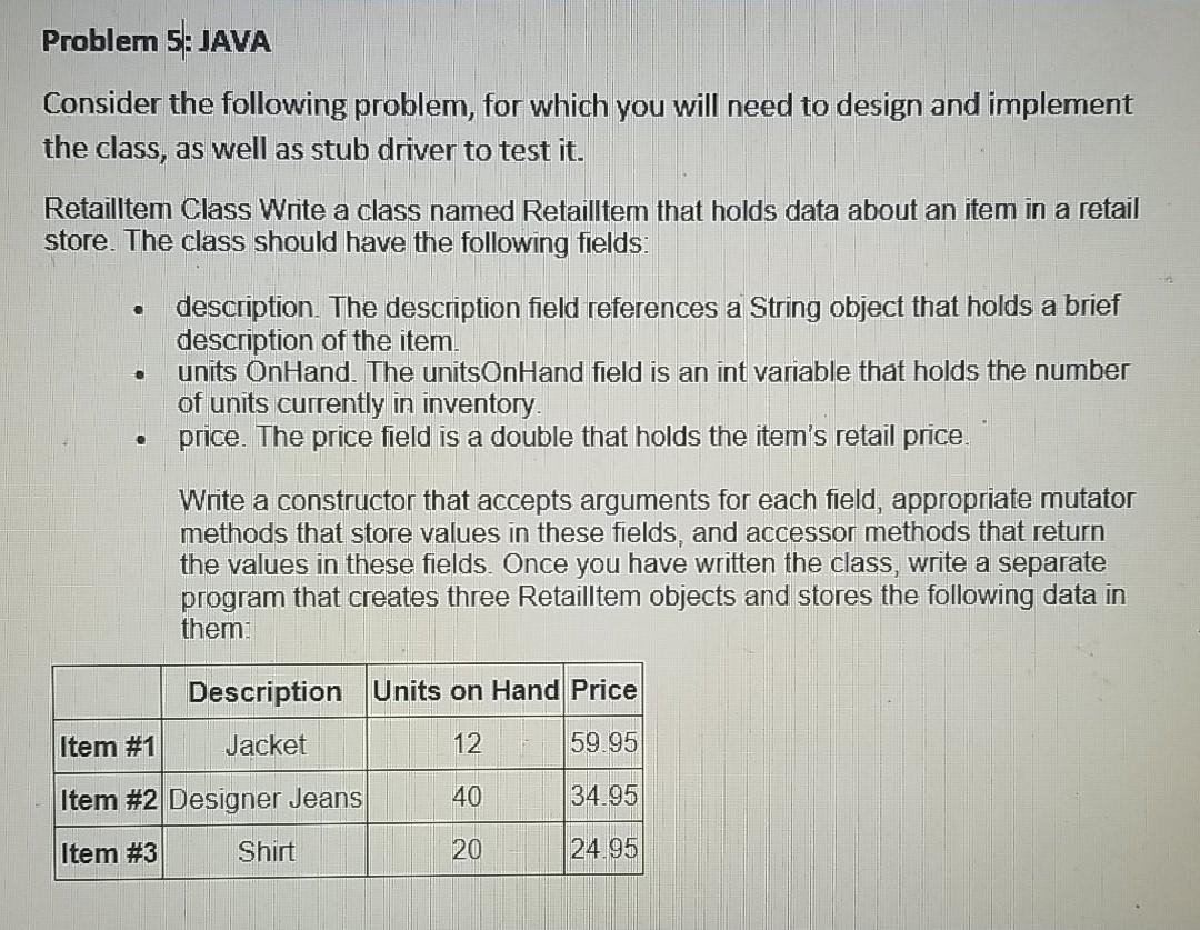 Solved Problem 5:JAVA Consider the following problem, for | Chegg.com